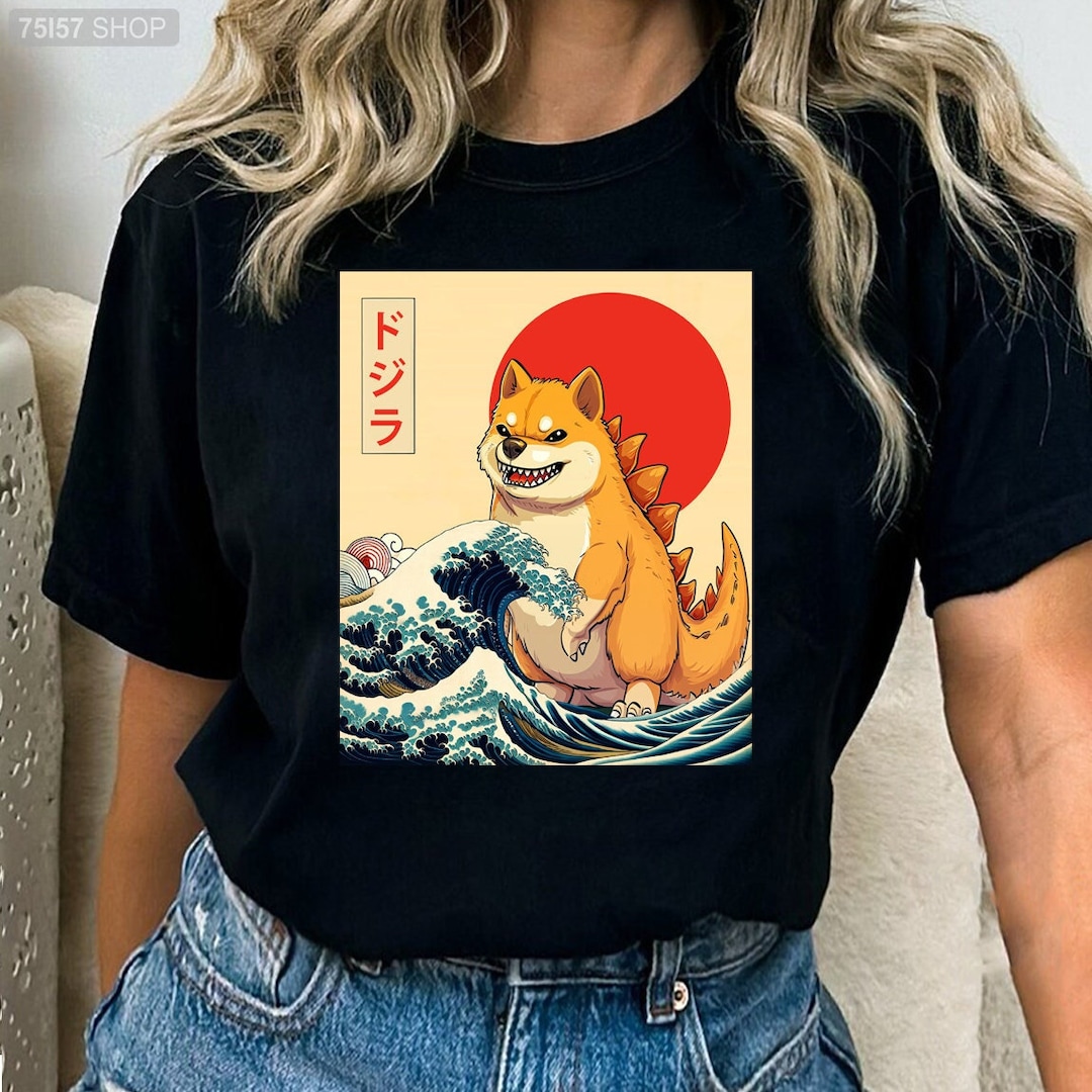 Funny Dogzilla Shiba Inu Dog T-shirt, Dog Kawaii Anime Tee Japanese ...