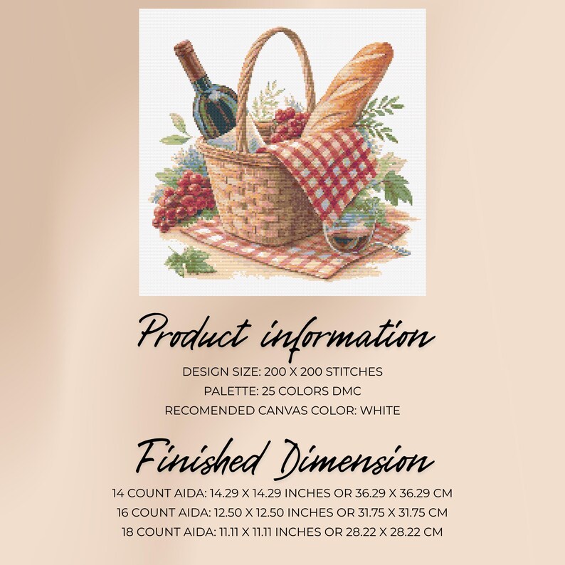 Picnic Cross Stitch Pattern – Country Farmhouse Landscape Chart ...