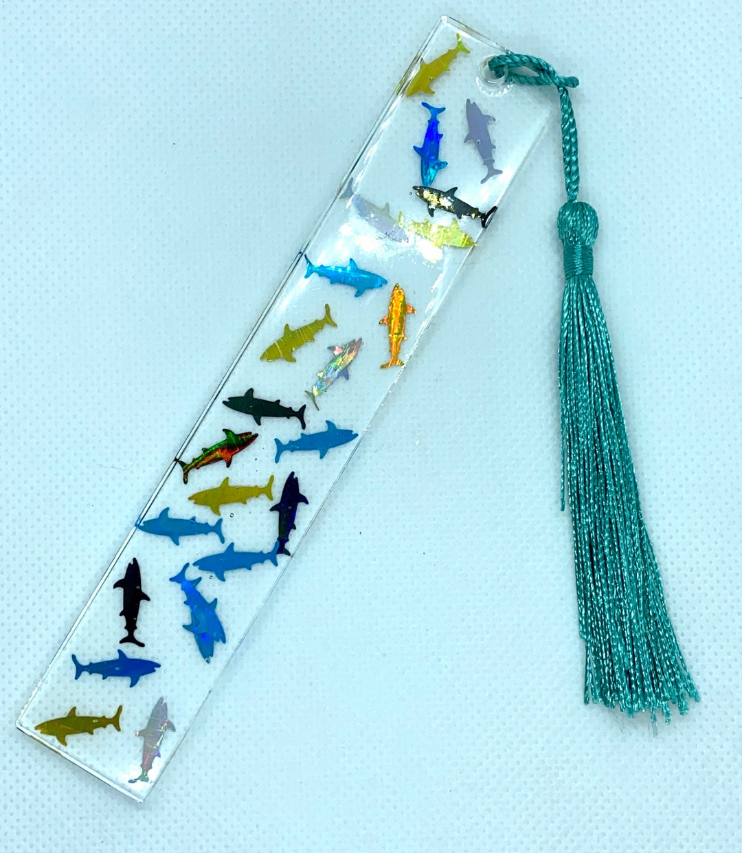 Shark Bookmark Made From Clear Resin-metallic Sharks. Christmas Gift ...
