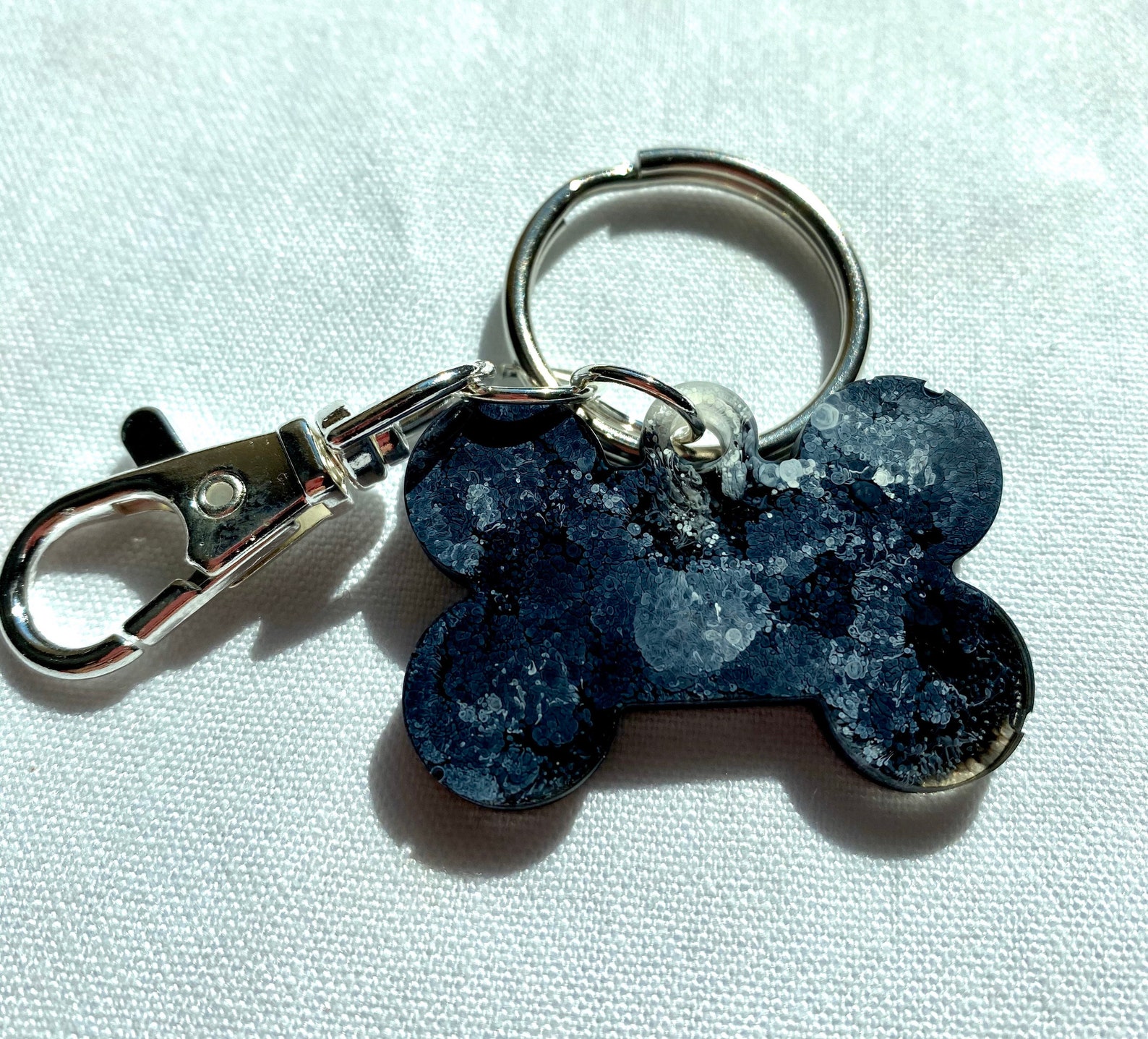 Custom Dog Bone Keychain Made From Resin and Black and White - Etsy