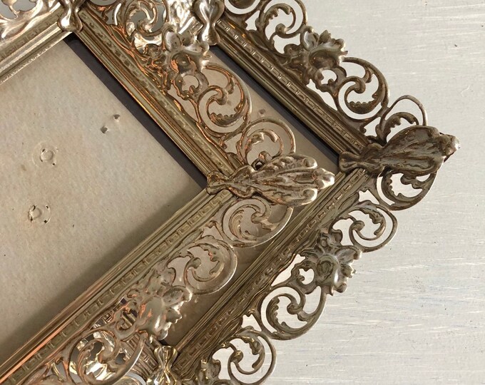 4x5 Gold Picture Frames Matching Pair Mid Century Gold & Whitewash ...