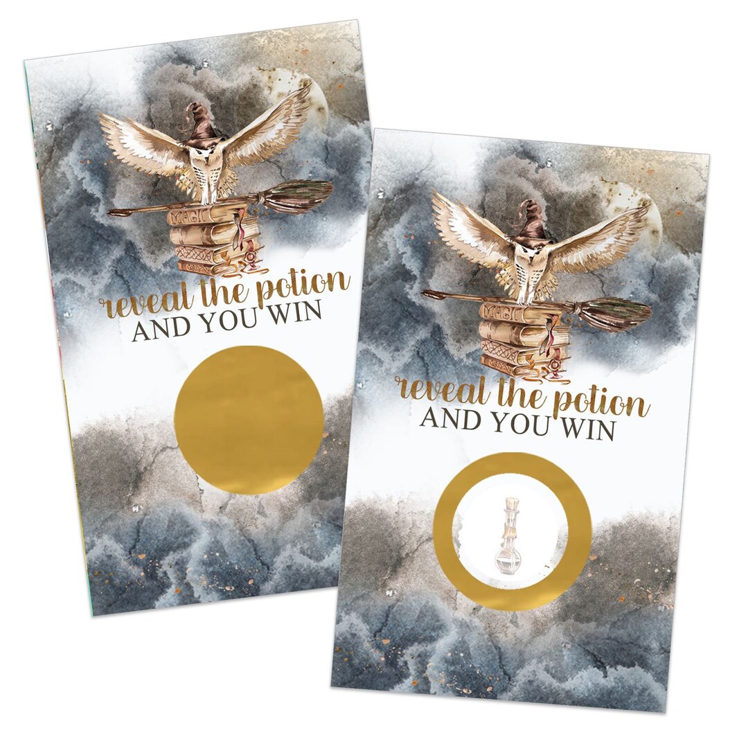 Magic Wizard Scratch off Game Halloween Bridal Shower Owl Baby Shower ...