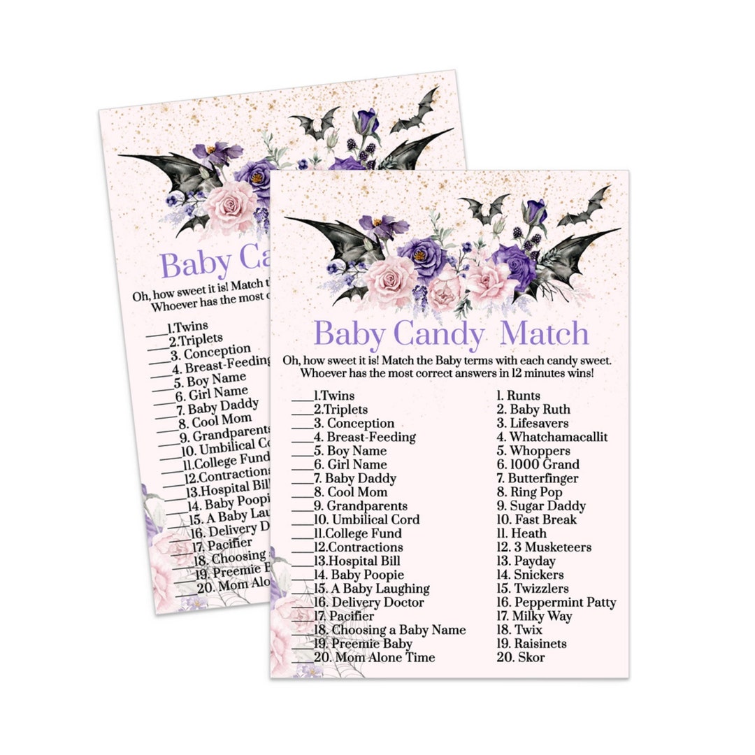 Gothic Baby Shower Candy Matching Game Hilarious & Sweet Printable PDF ...