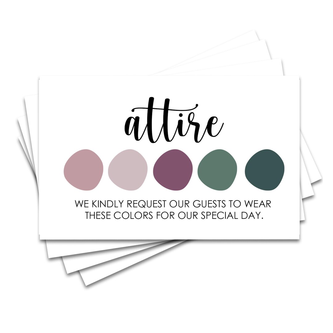 Custom Wedding Color Palette Cards: Dress Code Invitation Guides - Etsy