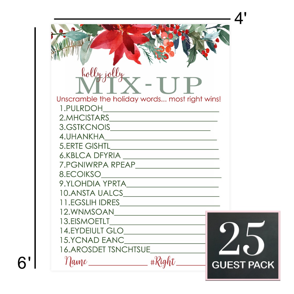 Winter Floral Christmas Party Game 25 Pack Word Scramble Etsy winter-floral-christmas-party-game-25-pack-word-scramble-etsy