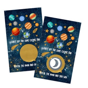Space-themed Baby Shower Scratch-off Game Cards for Boys - 30 Cosmic ...