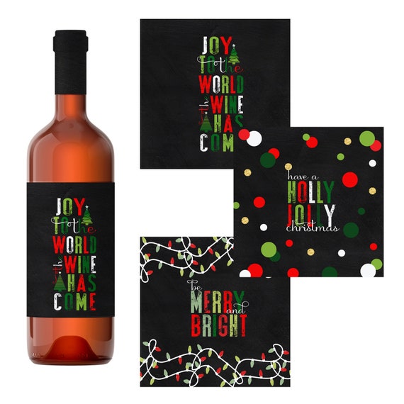Jolly Fun Christmas Wine Bottle Labels Multi-Use Holiday Gift Party ...
