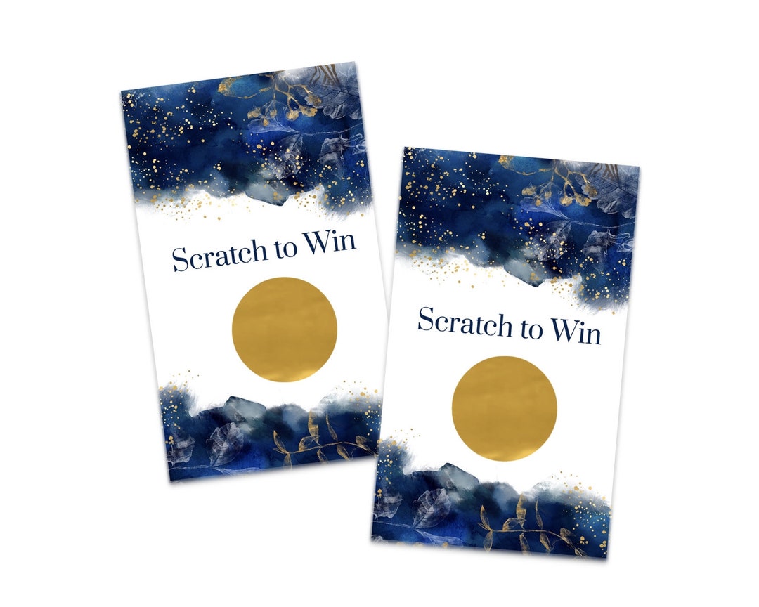 Blue Watercolor Scratch off Game Cards 30 Pack Floral Party Favors Navy ...