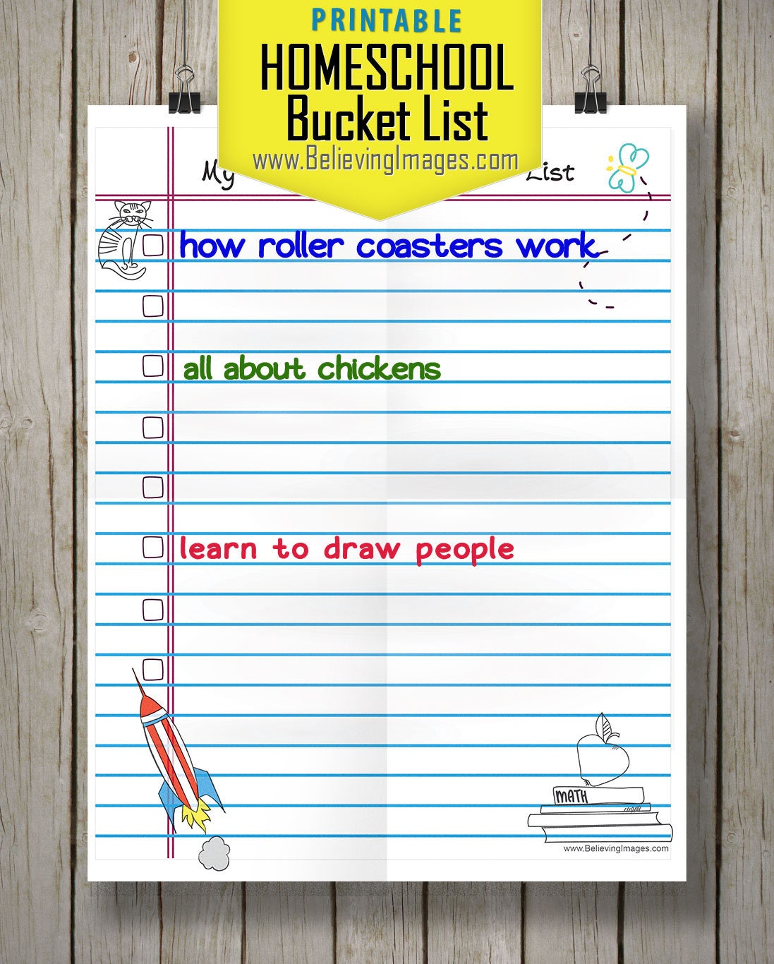 Homeschool Bucket List Goal List Learning Goals Topics Worksheet - Etsy ...