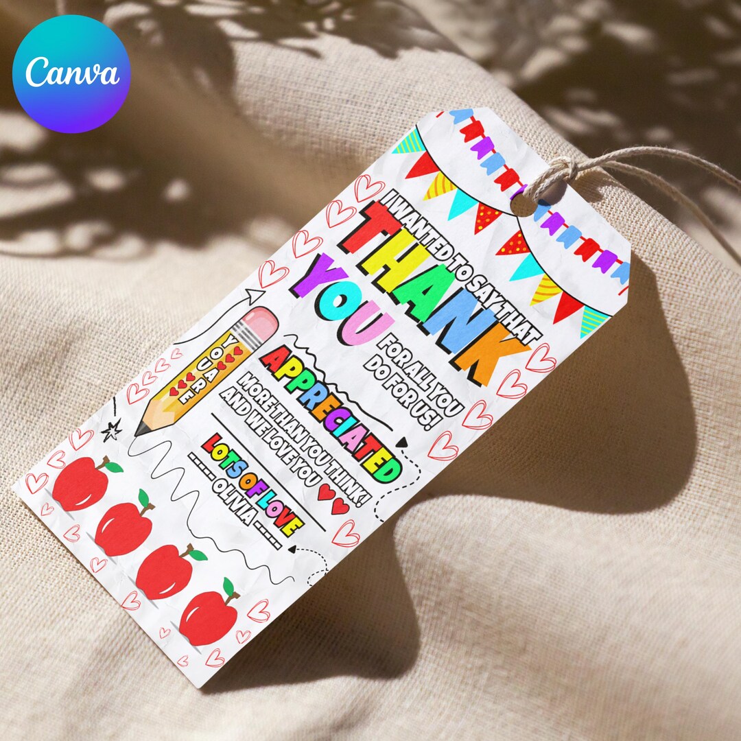 Teacher Appreciation Week Gift Tag Printable Teacher Appreciation ...