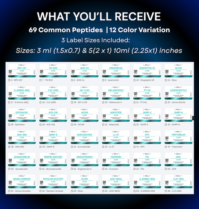 Peptide Vial Label Template, Editable QR Labels Template Printable ...