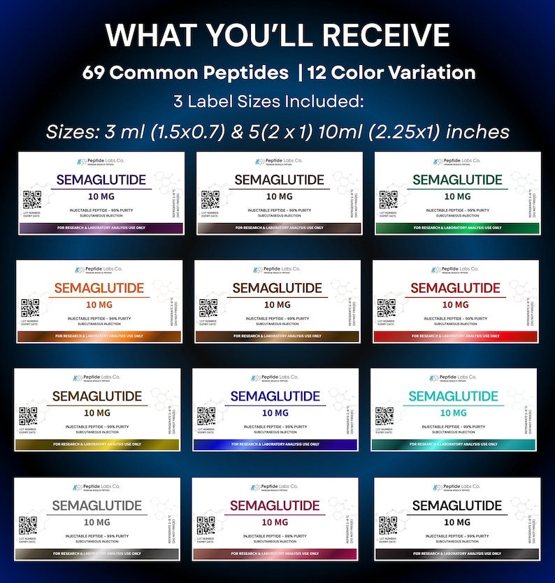 Peptide Vial Label Template, Editable QR Labels Template Printable ...