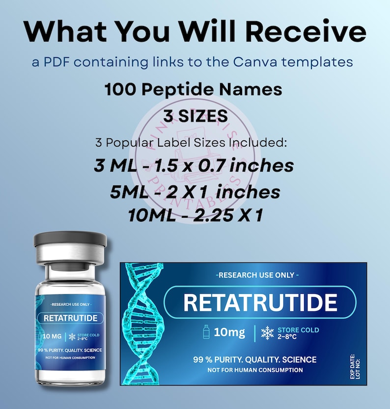 Peptide Vial Label Template, Editable Labels Template Printable ...