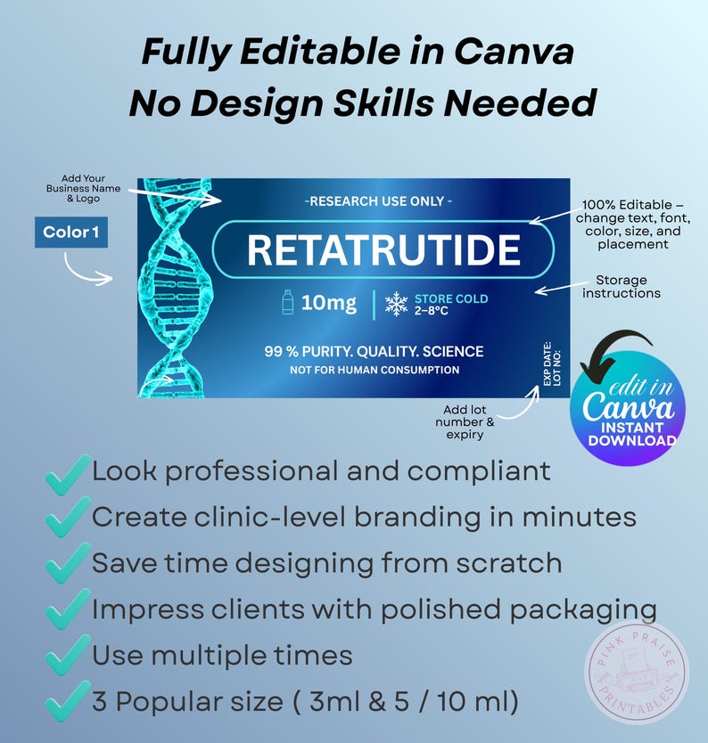 Peptide Vial Label Template, Editable Labels Template Printable ...