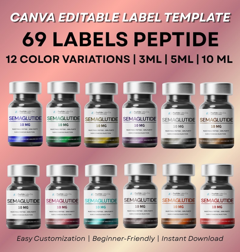 Peptide Vial Label Template, Editable QR Labels Template Printable ...