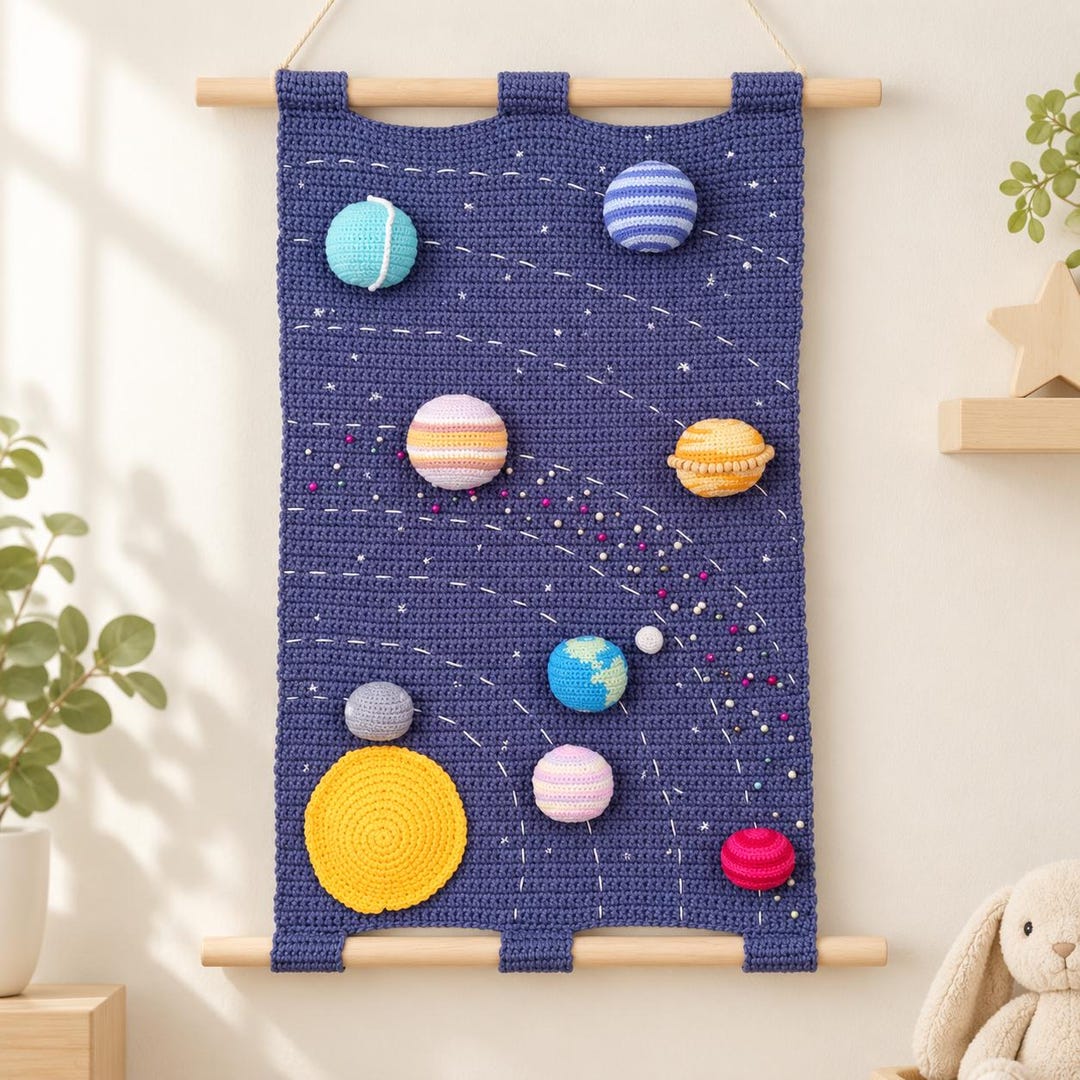 Crochet Solar System Wall Hanging Pattern, Space Tapestry, Planet ...