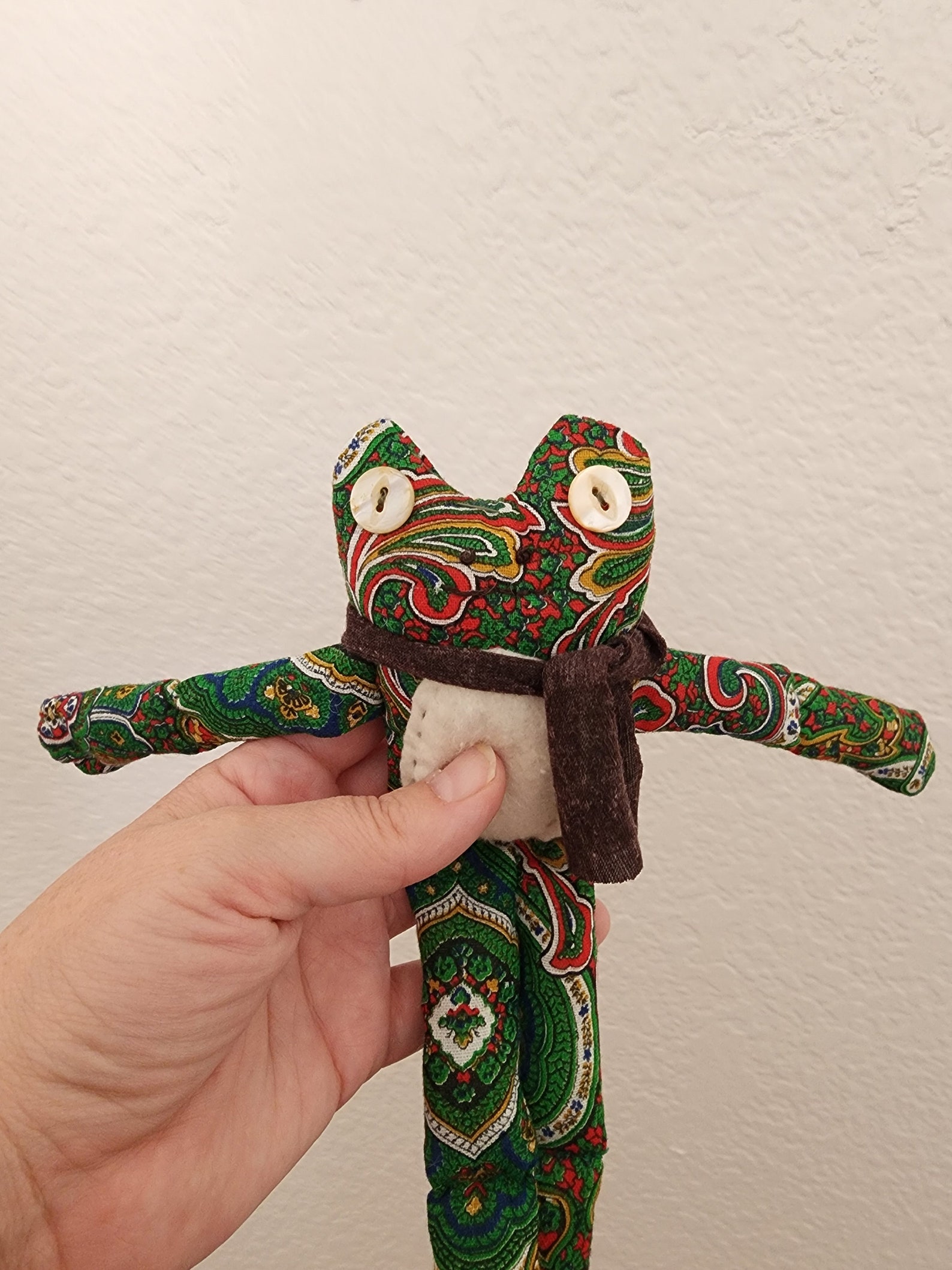 Plush Frog Vintage Fabric One of a Kind Handmade Heirloom Doll Soft 9 ...