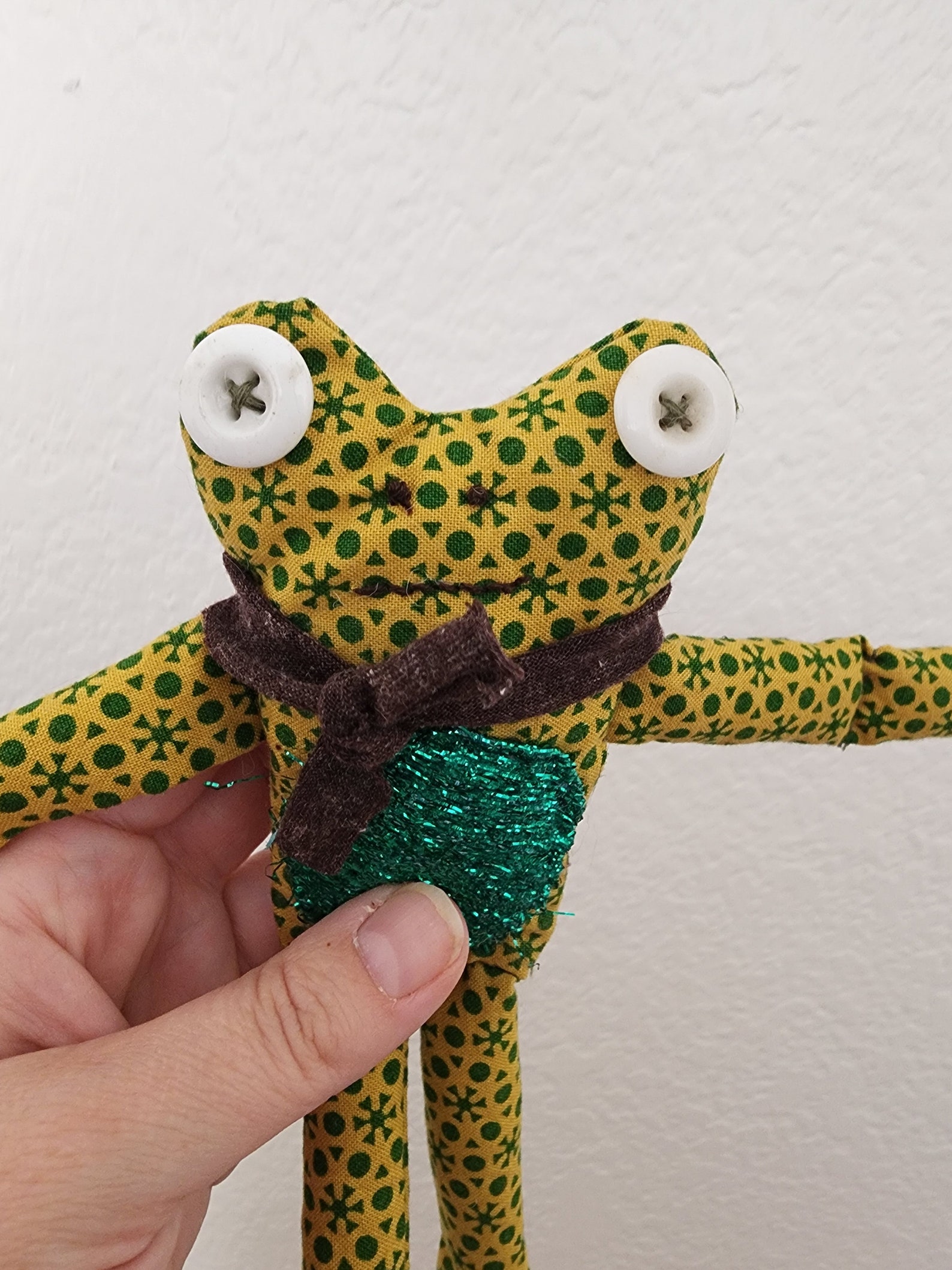 Plush Frog Vintage Fabric One of a Kind Handmade Heirloom Doll Soft 9 ...