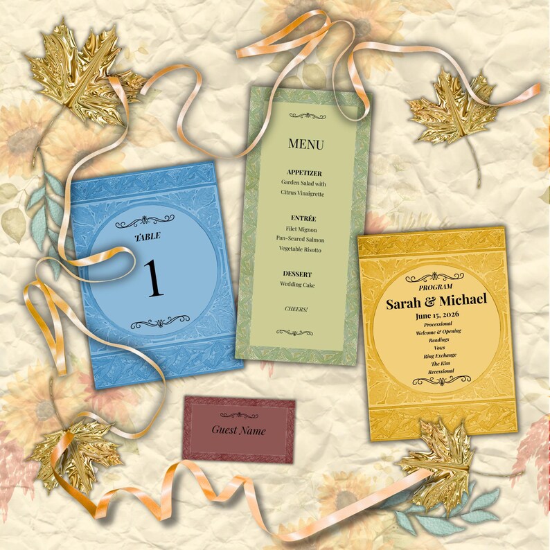 Oak & Acorn Art Nouveau Wedding Invitation Template, Canva, 17 ...