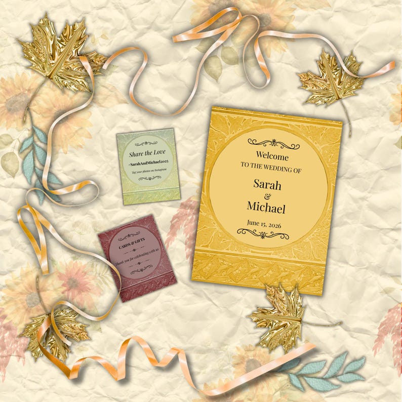 Oak & Acorn Art Nouveau Wedding Invitation Template, Canva, 17 ...