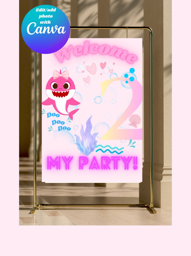 Girl Baby Shark Welcome Sign - Etsy