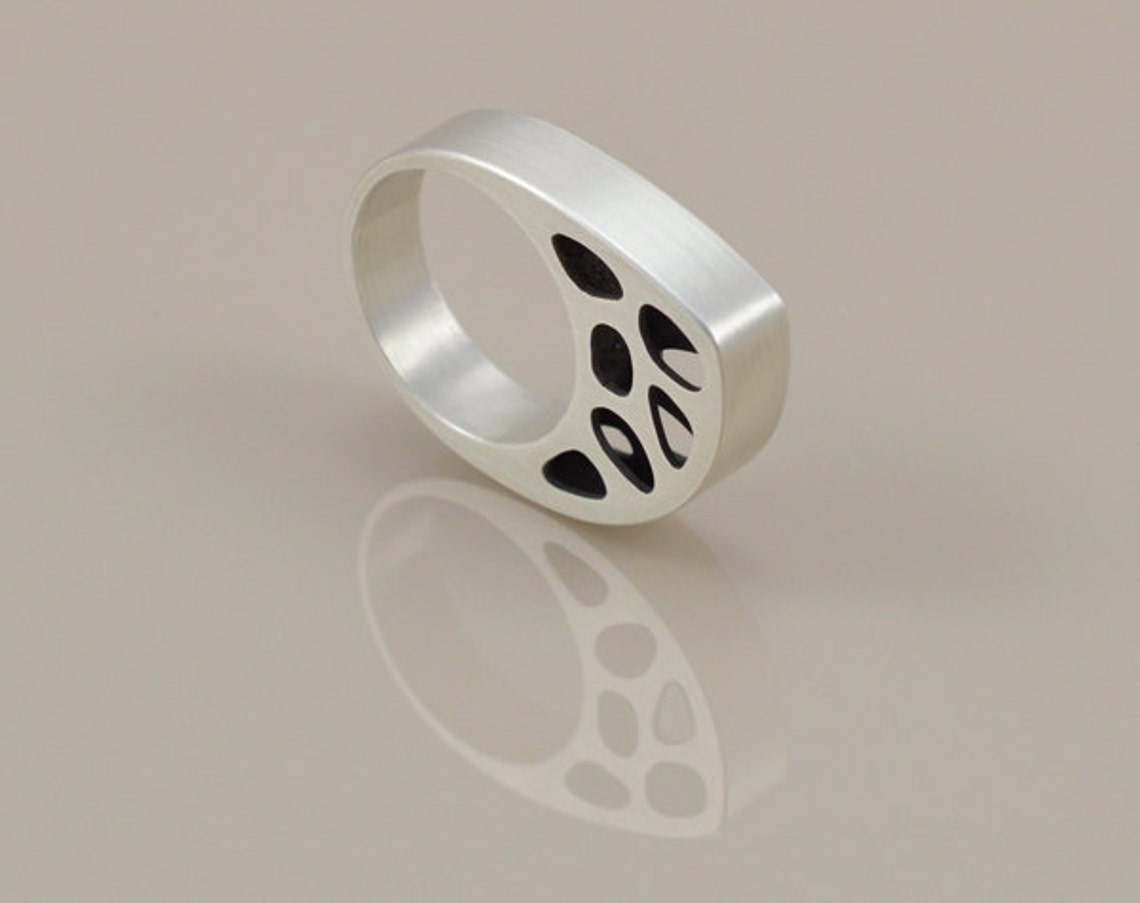 Funky Hollow Ring Sterling Silver Size 6.5 - Etsy