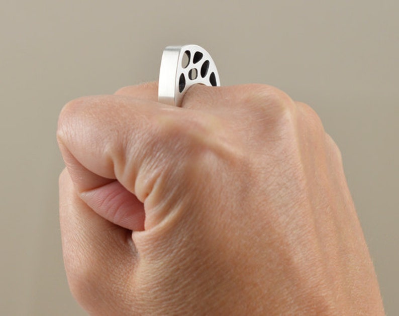 Funky Hollow Ring Sterling Silver Size 6.5 - Etsy