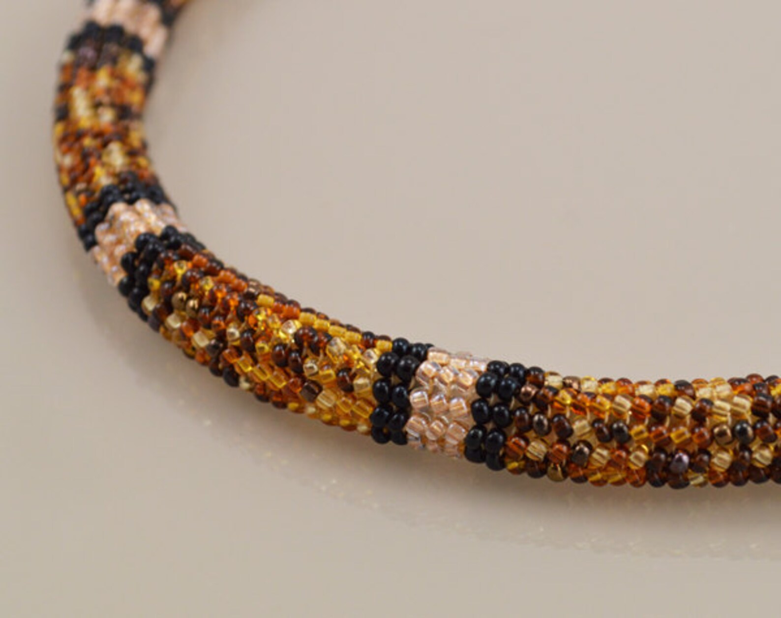 Tortoise Shell Ndebele Stitch Beadwork Necklace Warm Brown, Black, and ...