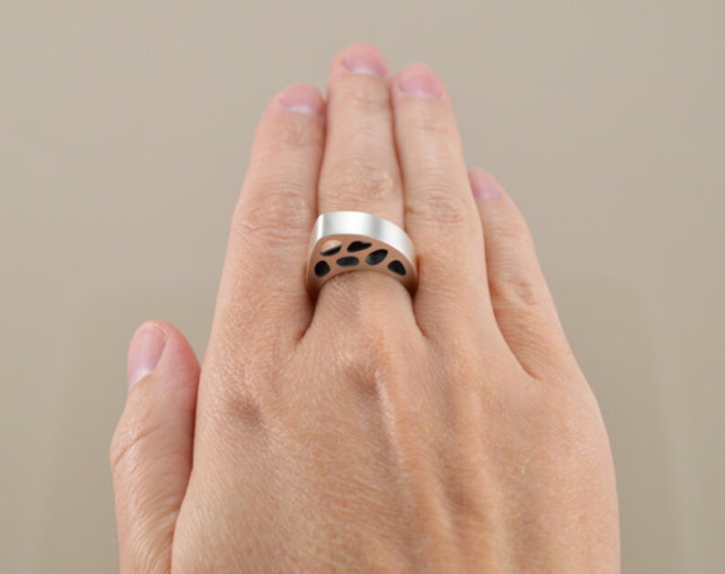 Funky Hollow Ring Sterling Silver Size 6.5 - Etsy