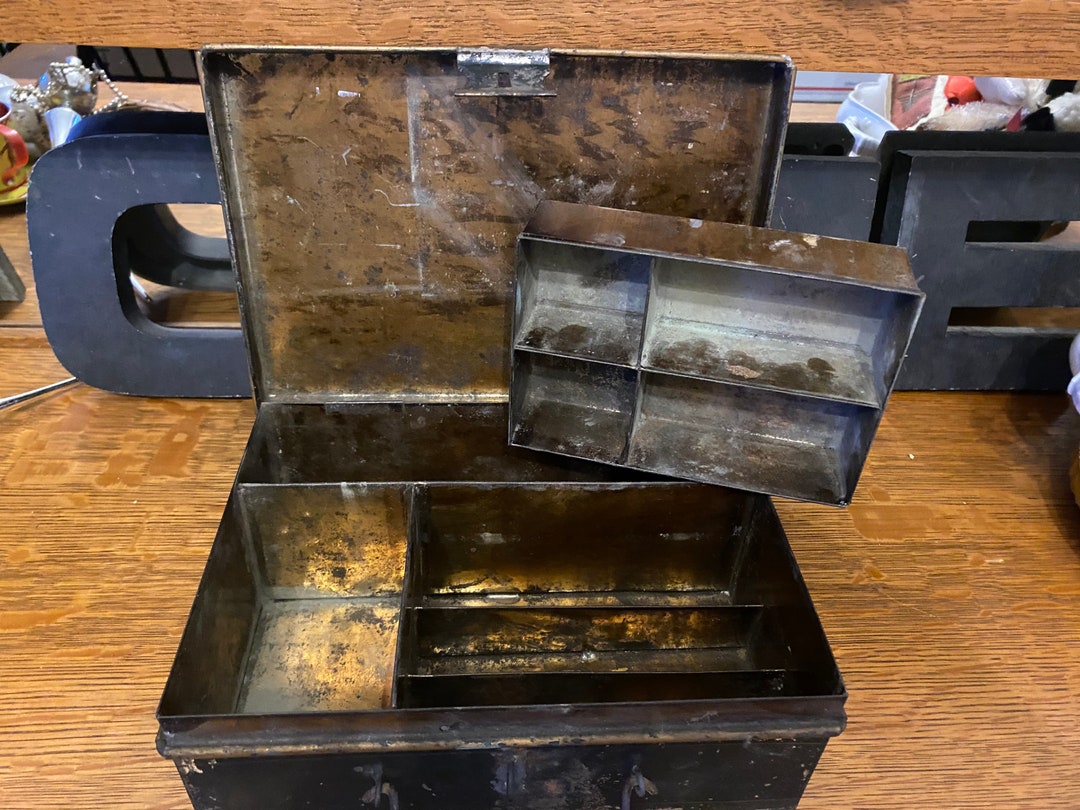 Vintage Tin Tole Cash and Coin Box With Removable Tray - Etsy
