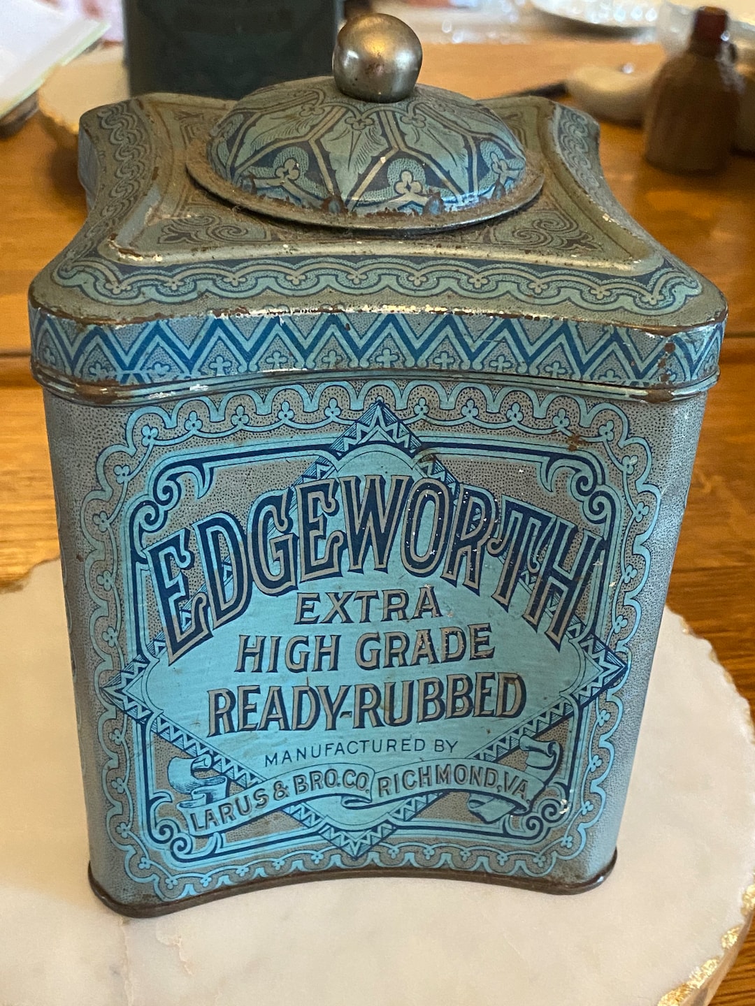 Vintage Edgeworth Tobacco Tin Blue Humidor Style Domed Top - Etsy