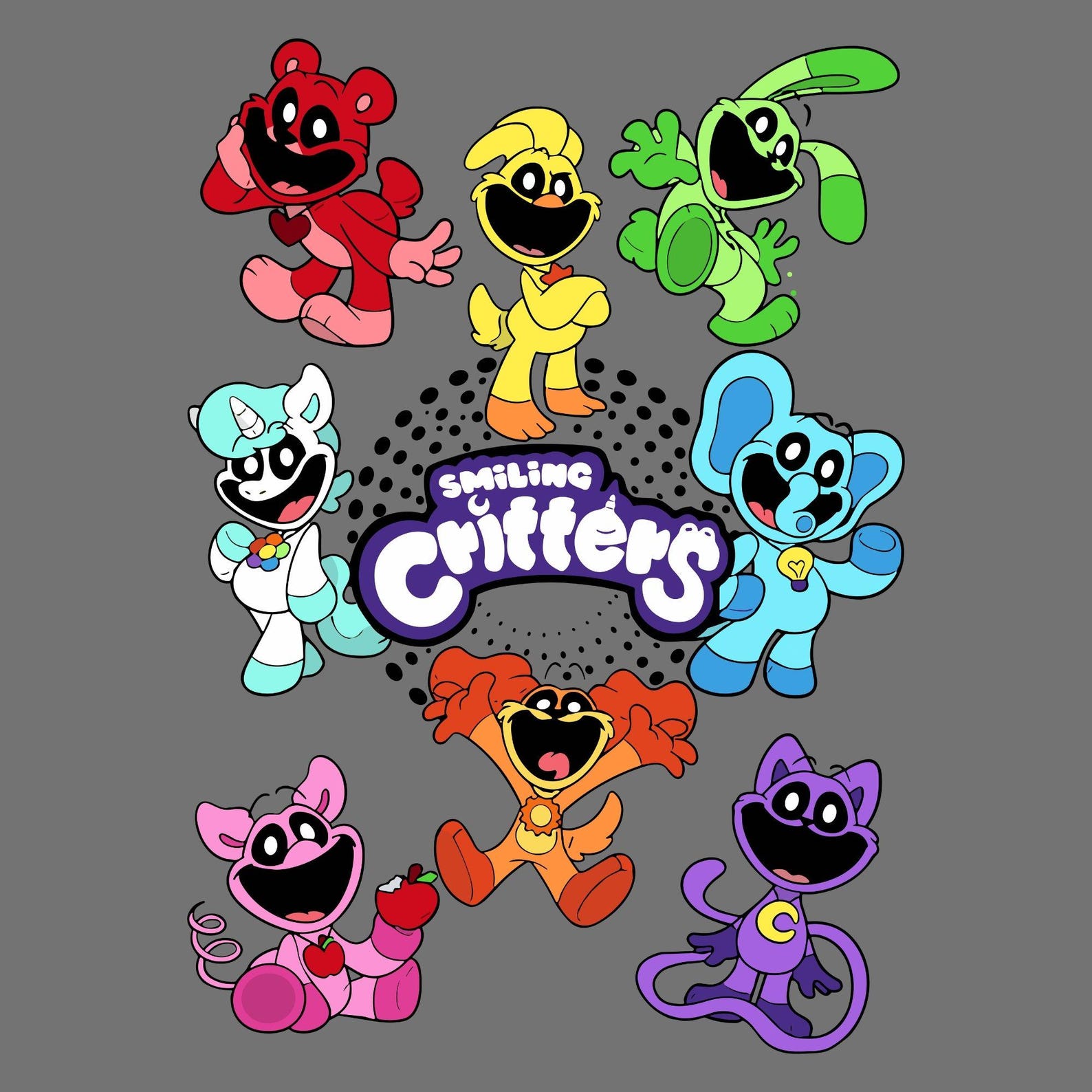 Smiling Critters Clipart PNG Bundle, Cartoon Characters, Kids Party ...