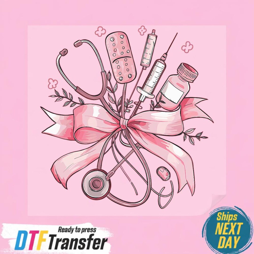 Lazo de enfermera coqueta, transferencia DTF, ropa médica con ...