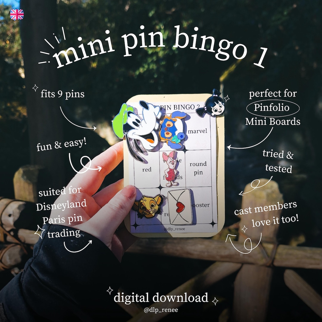 Disneyland Paris Pin Bingo "pingo" • Mini Pin Bingo Pack 1 • English ...