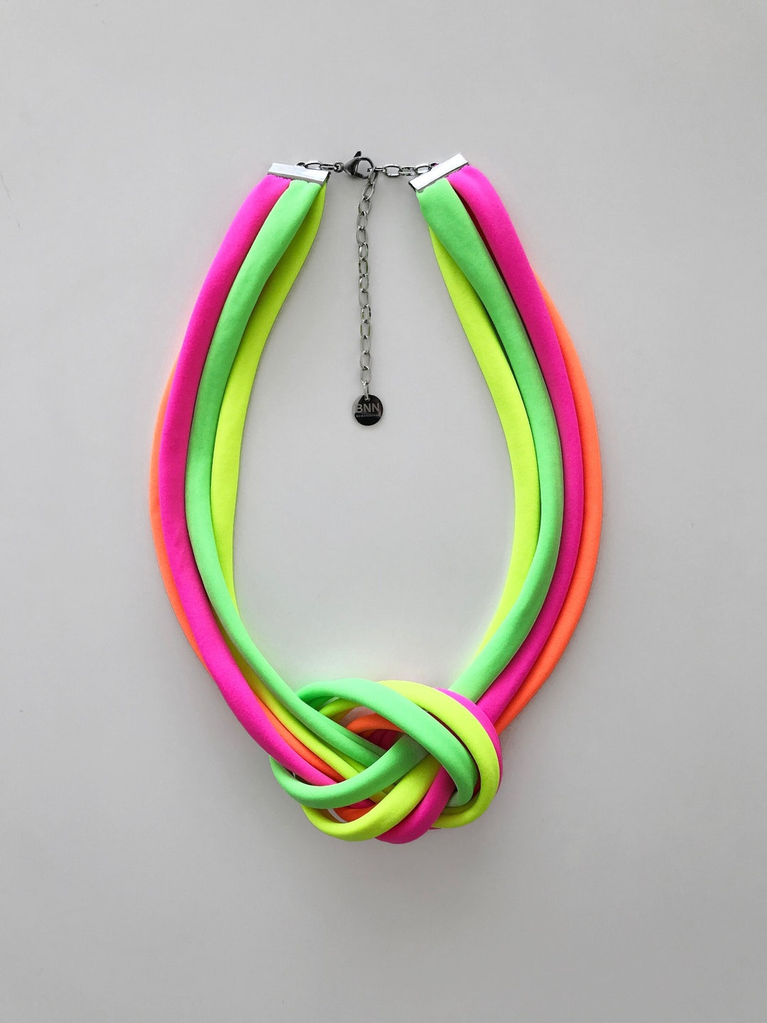 Neon Knot Necklace, Neons Rope Necklace, Unique Knotted Choker Necklace ...
