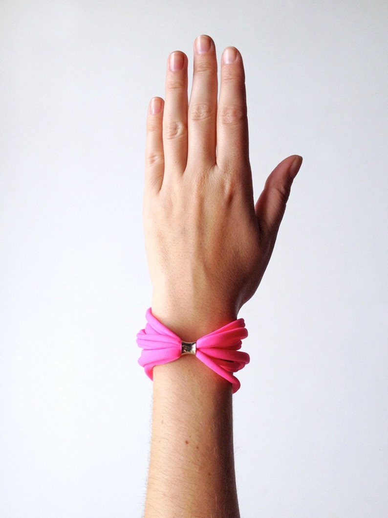 Neon Pink Bracelet Neon Textile Jewelry Neon Bangles Neon - Etsy