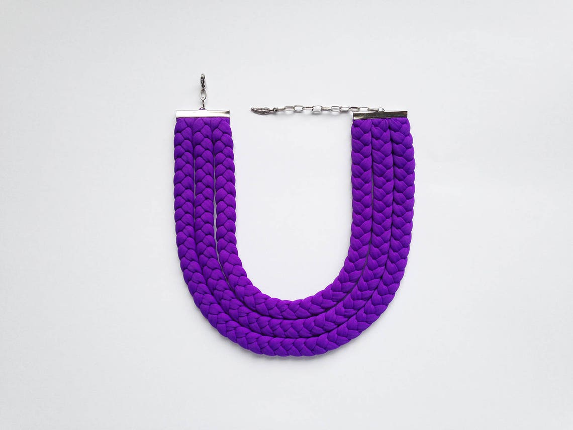 Purple Choker Necklace Purple Necklace Braided Necklace | Etsy