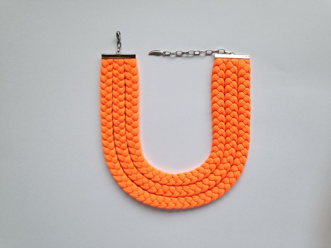 Neon Choker, Neon Necklace, Statement Necklace, Braided Necklace ...