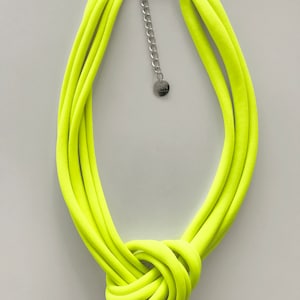 Neon Yellow Knot Necklace, Neon Rope Necklace, Unique Knotted Choker ...