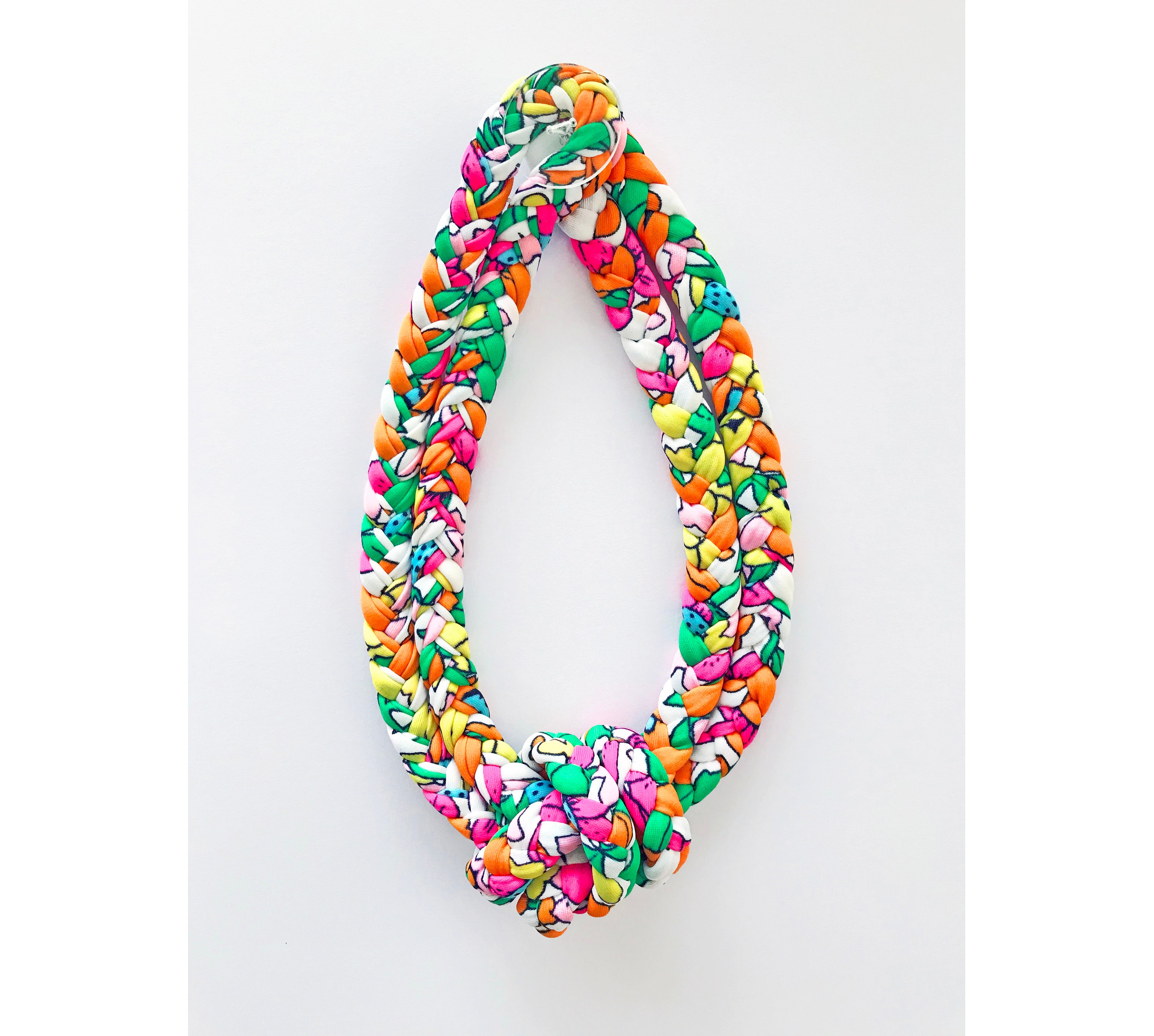 Chunky statement necklace knotted necklace neon fabric | Etsy