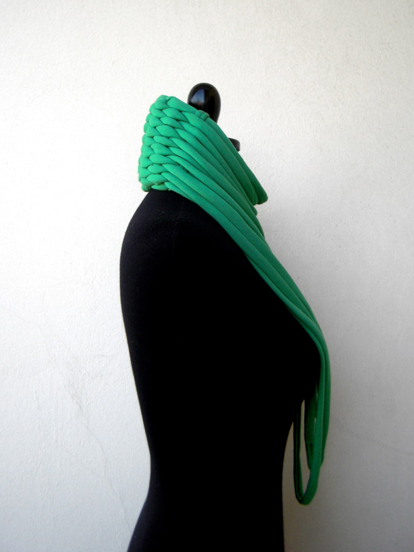 Green Cotton Infinity Scarf, Multistrand Statement Necklace, Long and ...