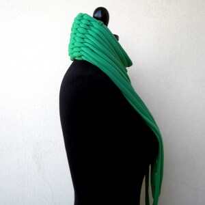 Green Cotton Infinity Scarf, Multistrand Statement Necklace, Long and ...