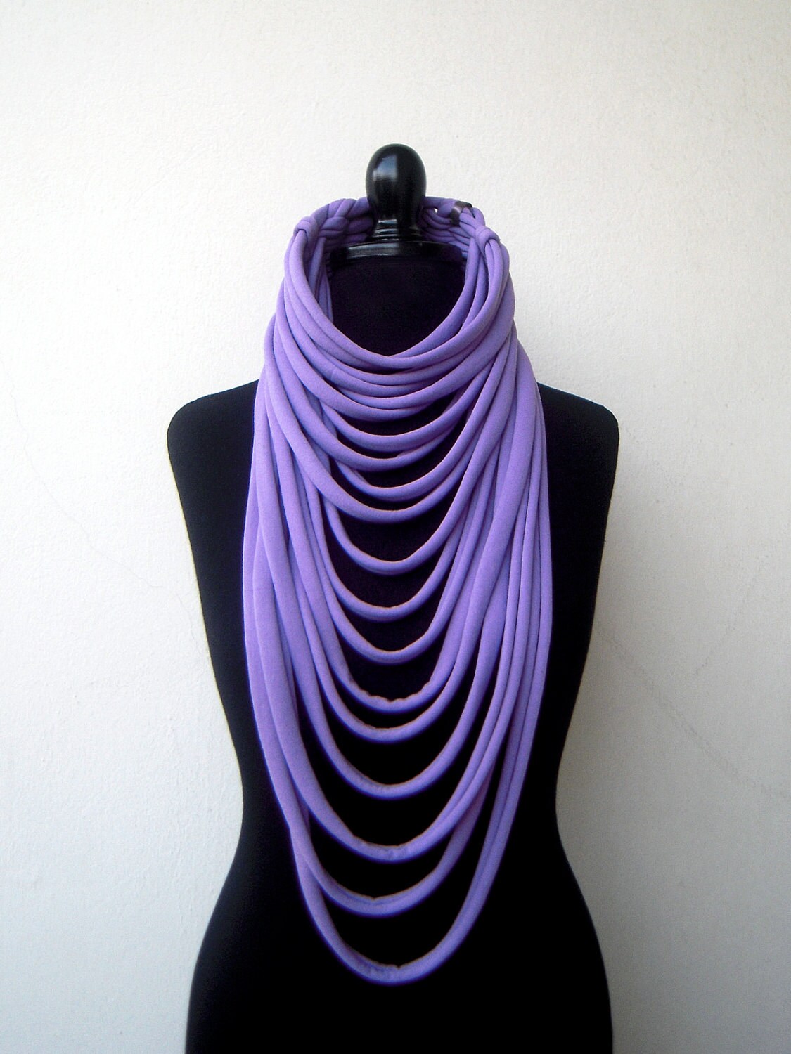 Layered Textile Necklace Lilac Long Statement Necklace - Etsy