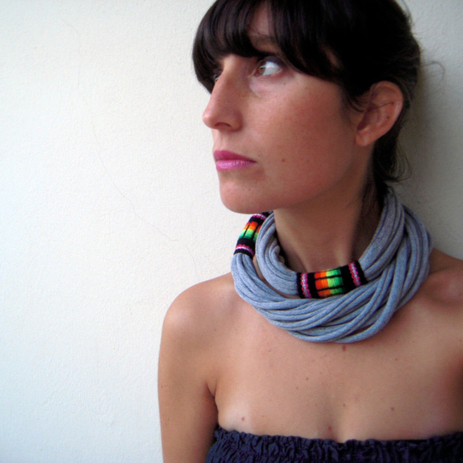 Tribal Necklace Boho Necklace Textile Necklace Fabric - Etsy