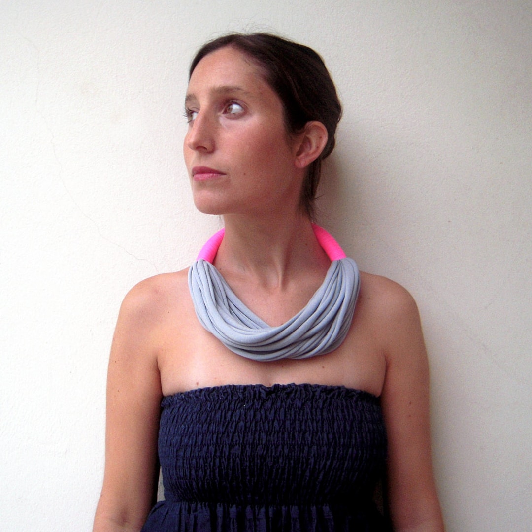 Neon Statement Necklace, Chunky Neon Choker Necklace, Neon Pink ...