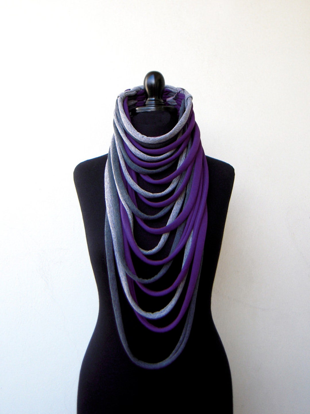 Purple Long Layered Necklace, African Inspired Multistrand Necklace ...
