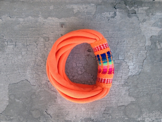 Neon boho bracelet neon orange chunky bracelet peruvian | Etsy