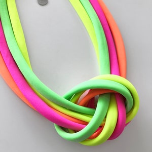 Neon Knot Necklace, Neons Rope Necklace, Unique Knotted Choker Necklace ...