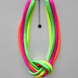 Neon Knot Necklace, Neons Rope Necklace, Unique Knotted Choker Necklace ...