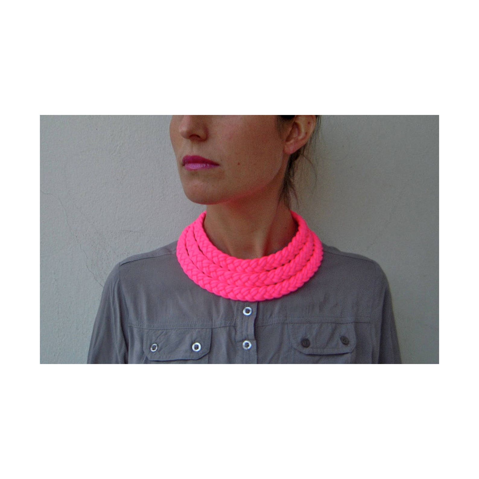 Neon Necklace Neon Choker Summer Necklace Neon Pink - Etsy